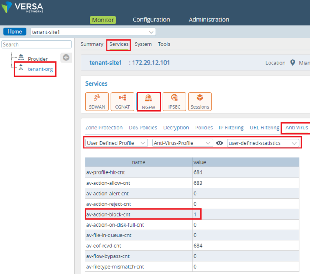 Configuring and verifying Anti-Virus Profile - Academy Versa Networks