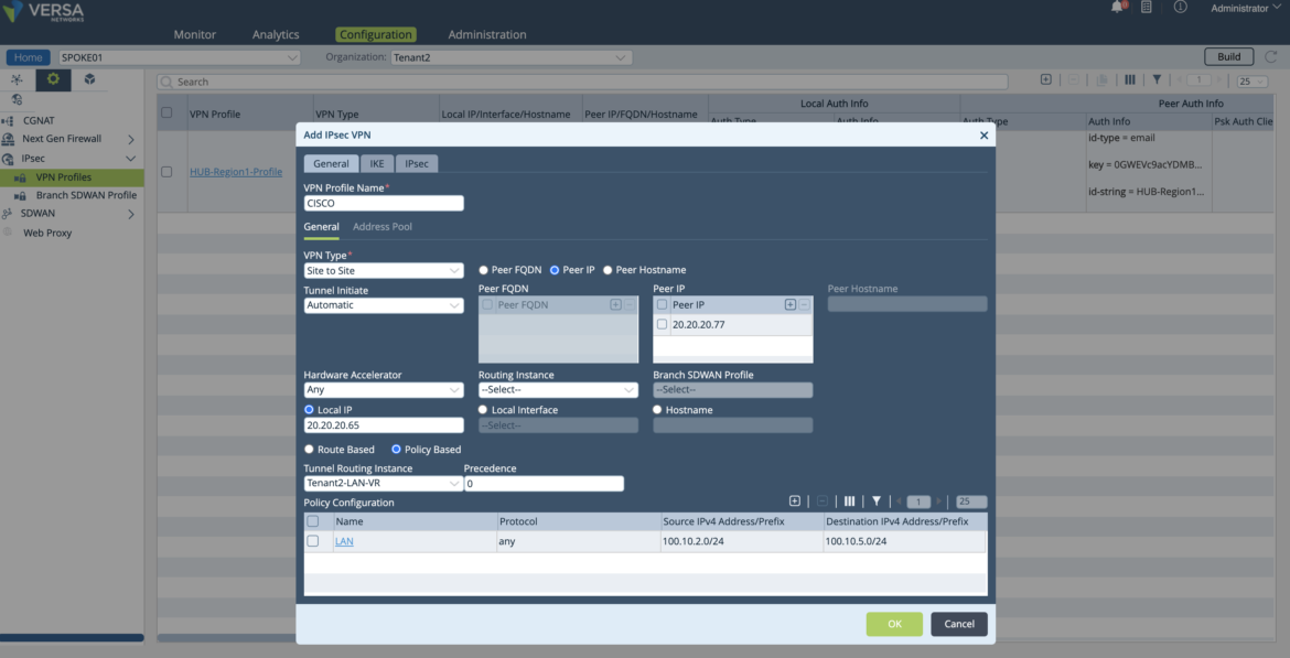 Site-to-Site IPsec VPN between Versa SD-WAN CPE and Cisco - Academy ...