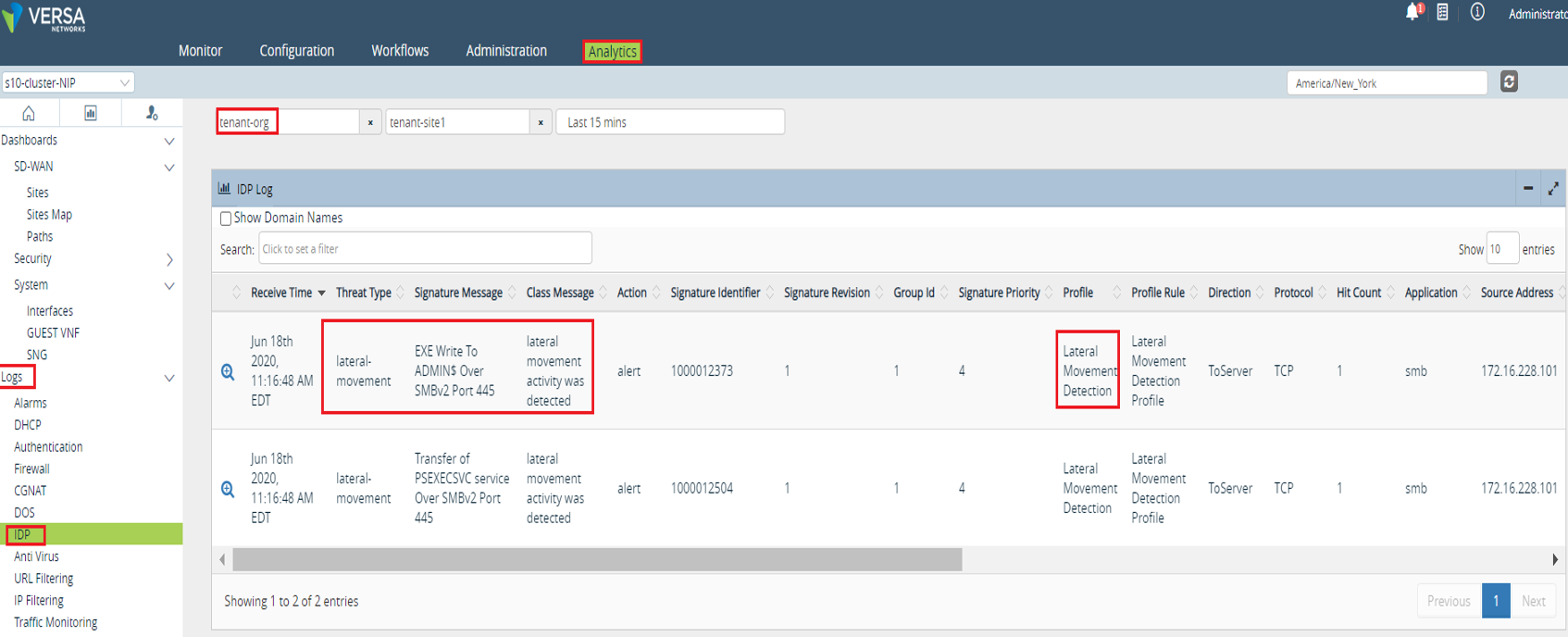 How to configure Lateral Movement Detection profile - Academy Versa ...