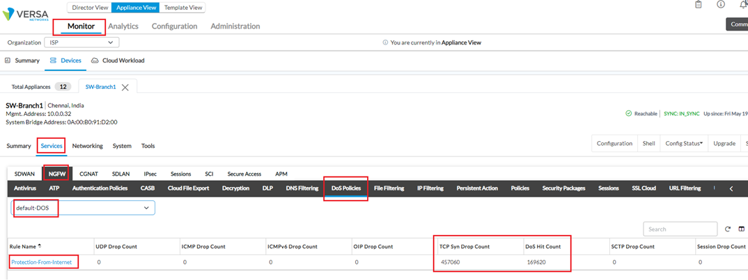 Configure DDOS Protection - Academy Versa Networks