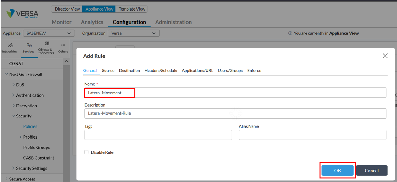 How to configure Lateral Movement Detection profile - Academy Versa ...