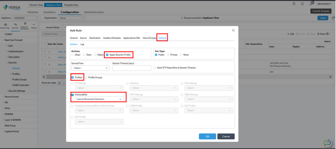 How to configure Lateral Movement Detection profile - Academy Versa ...