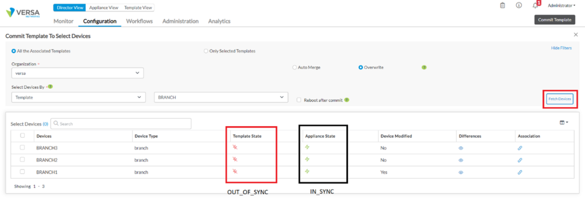 Manage Template Snapshots on Versa SD-WAN