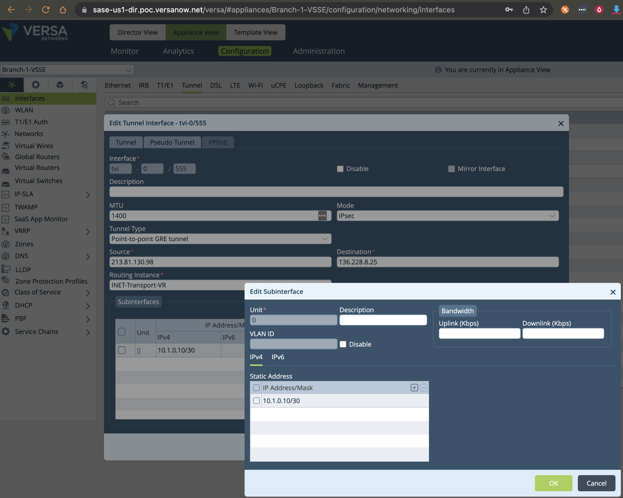 Versa SDWAN – Teridion Integration as SDWAN Underlay - Academy Versa ...